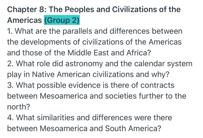 Chapter 8: The Peoples and Civilizations of the | Chegg.com