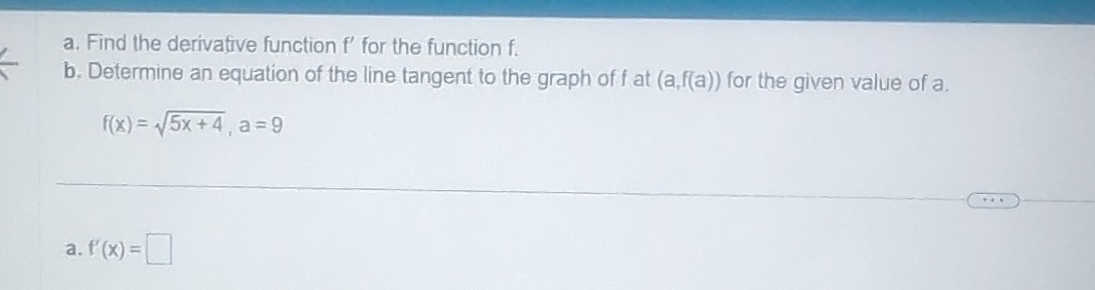Solved a. ﻿Find the derivative function f' ﻿for the function | Chegg.com