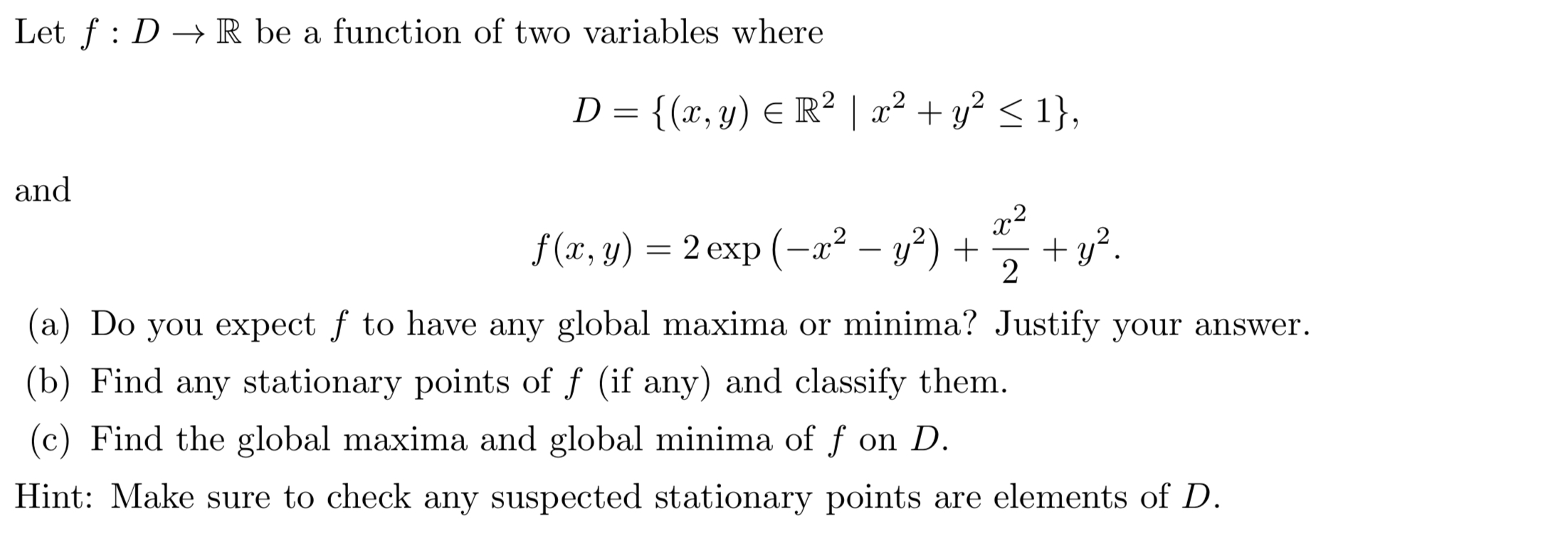 Solved Let F D→r ﻿be A Function Of Two Variables