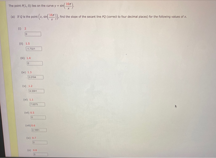 Solved Do the slopes appear to be approaching a limit? As x | Chegg.com