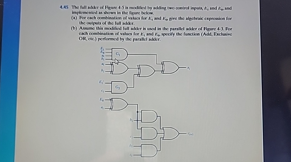 4.45 ﻿The full adder of Figure 4-5 ﻿is modilied by | Chegg.com
