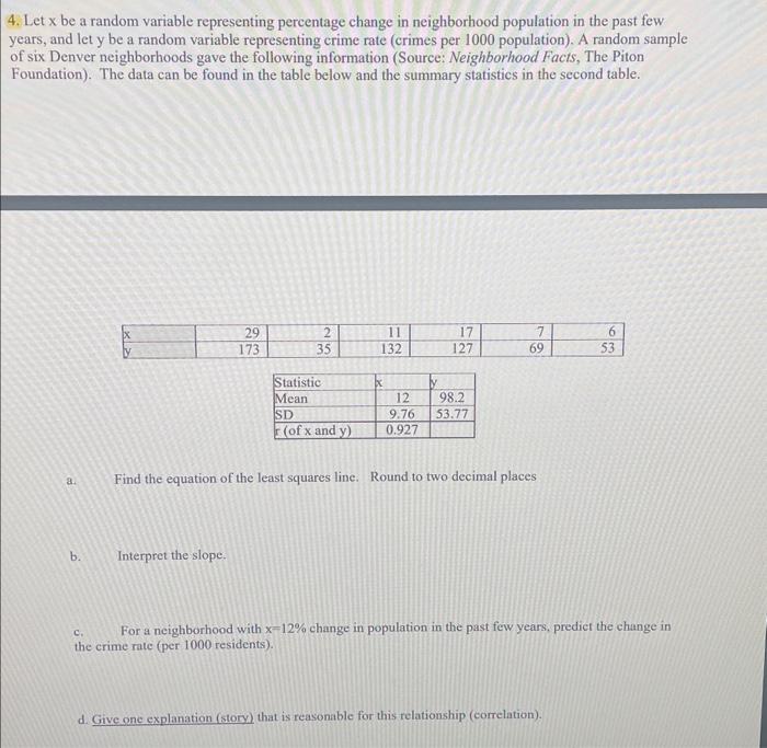 Solved 4. Let x be a random variable representing percentage | Chegg.com