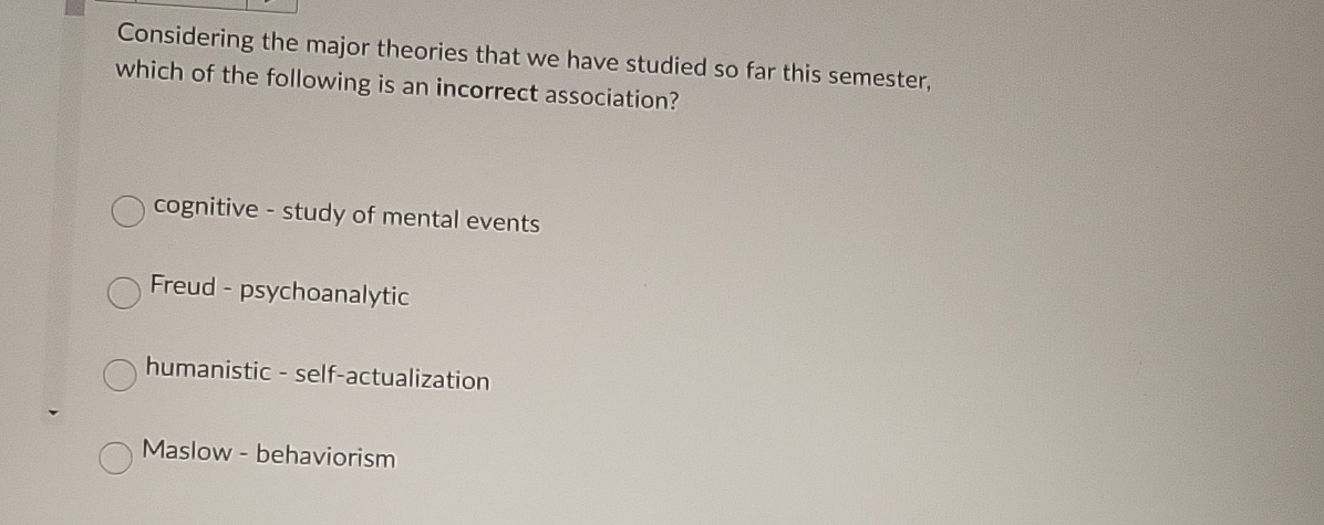 Solved Considering the major theories that we have studied | Chegg.com