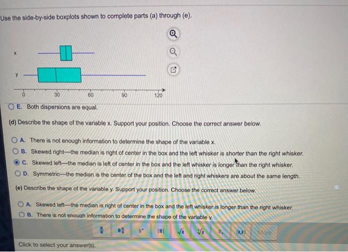 Solved Use the side-by-side boxplots shown to complete parts | Chegg.com