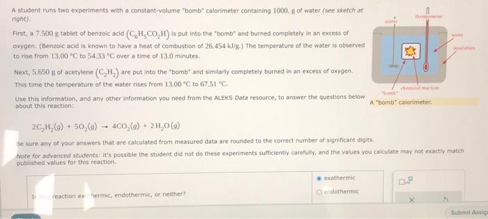 Solved A student runs two experiments with a constant-volume | Chegg.com