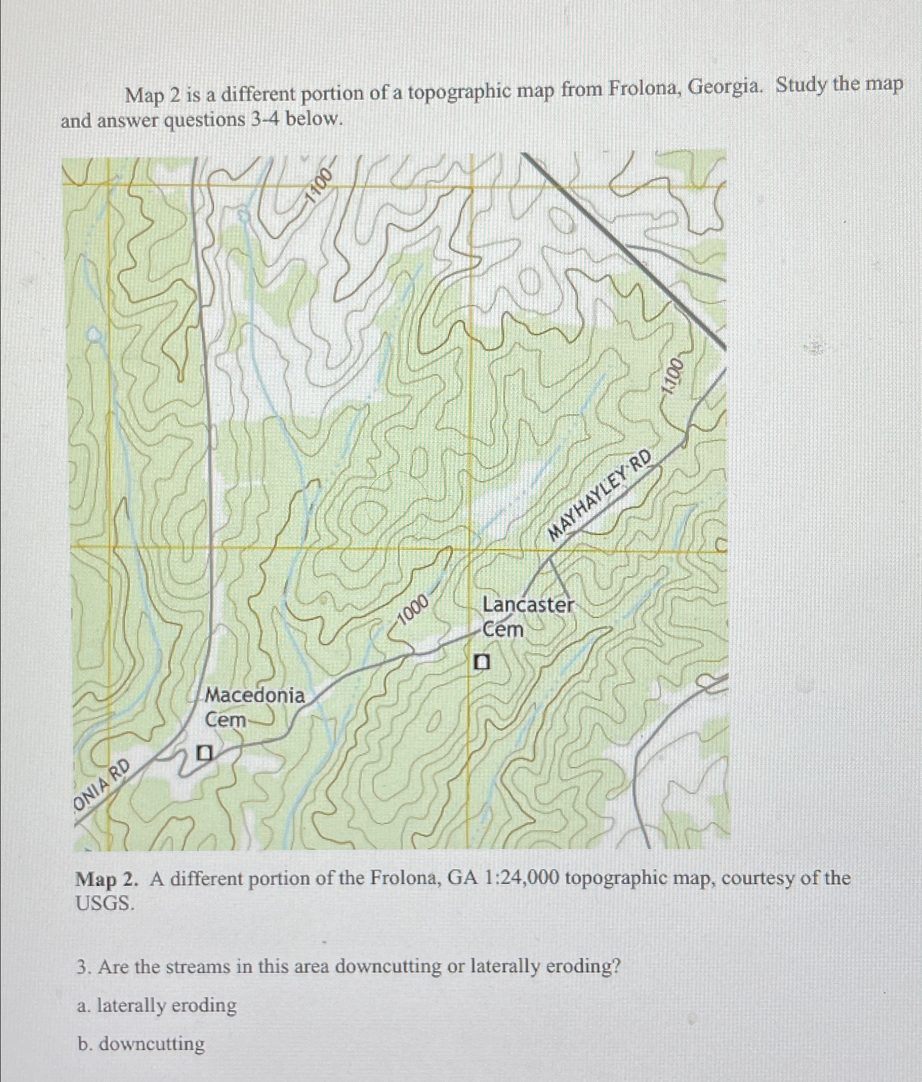 Solved Map 2 ﻿is a different portion of a topographic map | Chegg.com