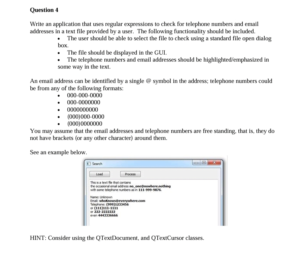 Question 4Write an application that uses regular | Chegg.com