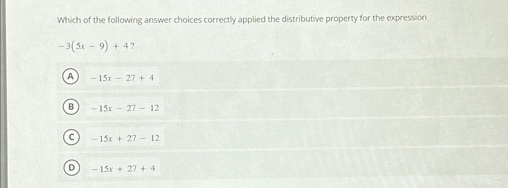 Solved Which of the following answer choices correctly | Chegg.com