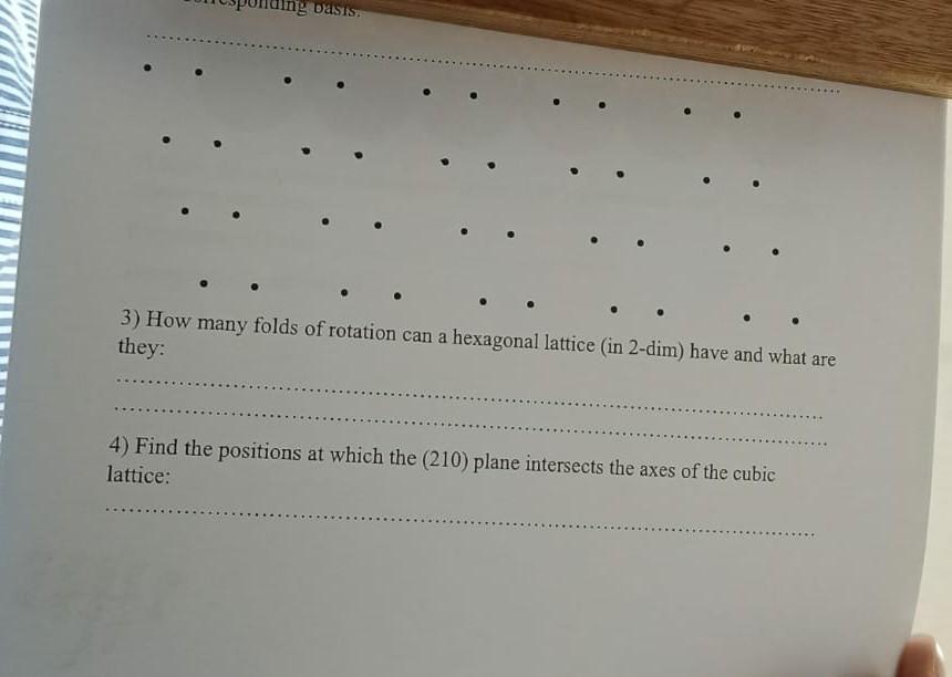 Solved 3) How many folds of rotation can a hexagonal lattice | Chegg.com