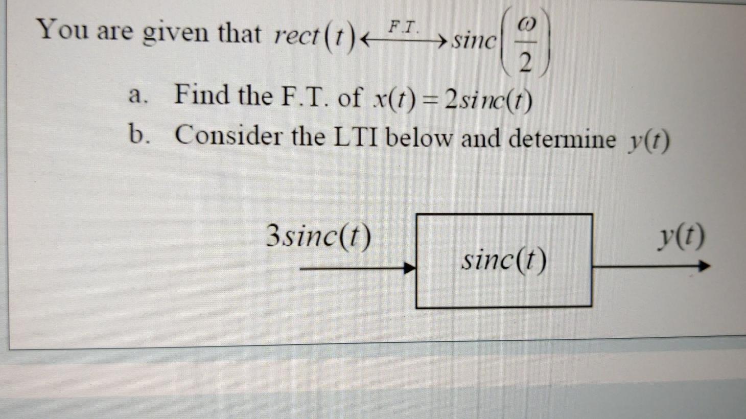 Solved You are given that rect(t)