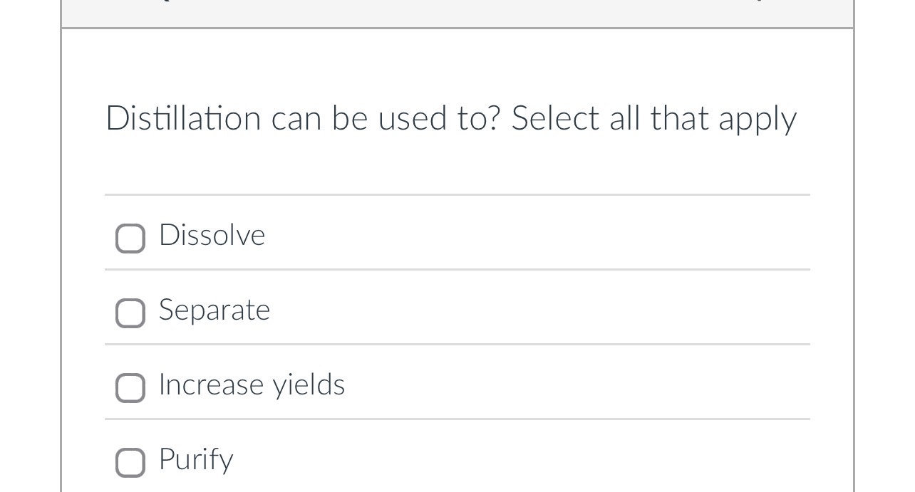 Solved Distillation can be used to? ﻿Select all that | Chegg.com