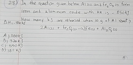 Solved In the reaction given below Al(s) ﻿and Fe2O3(s) ﻿form | Chegg.com