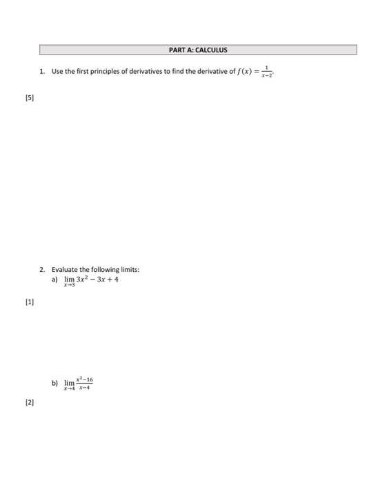 Solved PART A: CALCULUS 1. Use the first principles of | Chegg.com