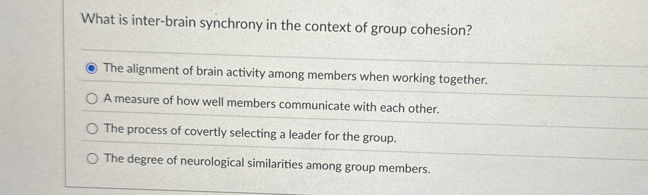 Solved What is inter-brain synchrony in the context of group | Chegg.com
