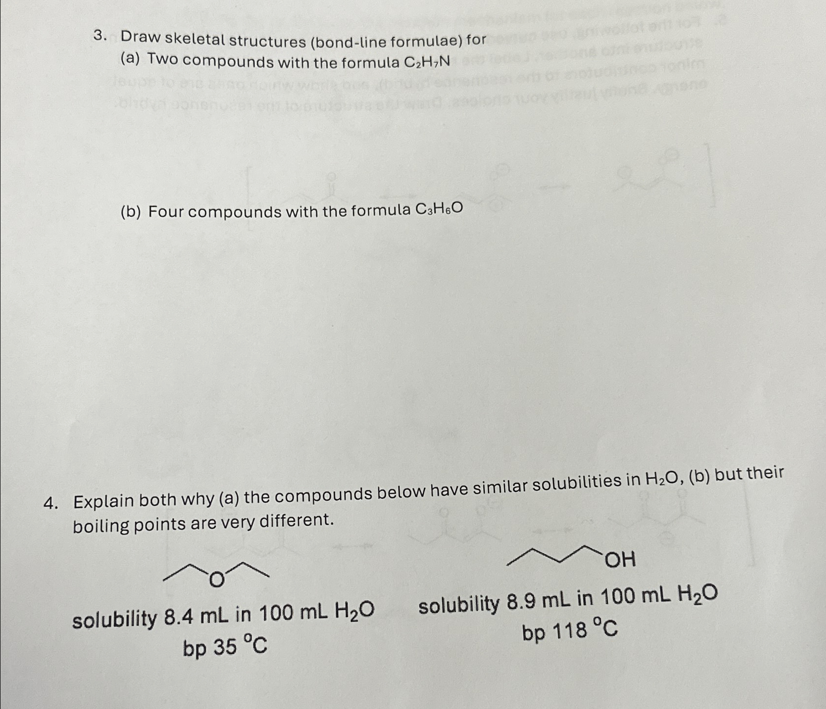 Solved Draw skeletal structures (bond-line formulae) ﻿for(a) | Chegg.com