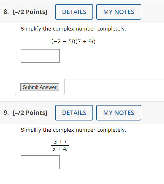 Solved Simplify the complex number | Chegg.com