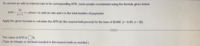 Solved To convert an add-on interest rate to its | Chegg.com