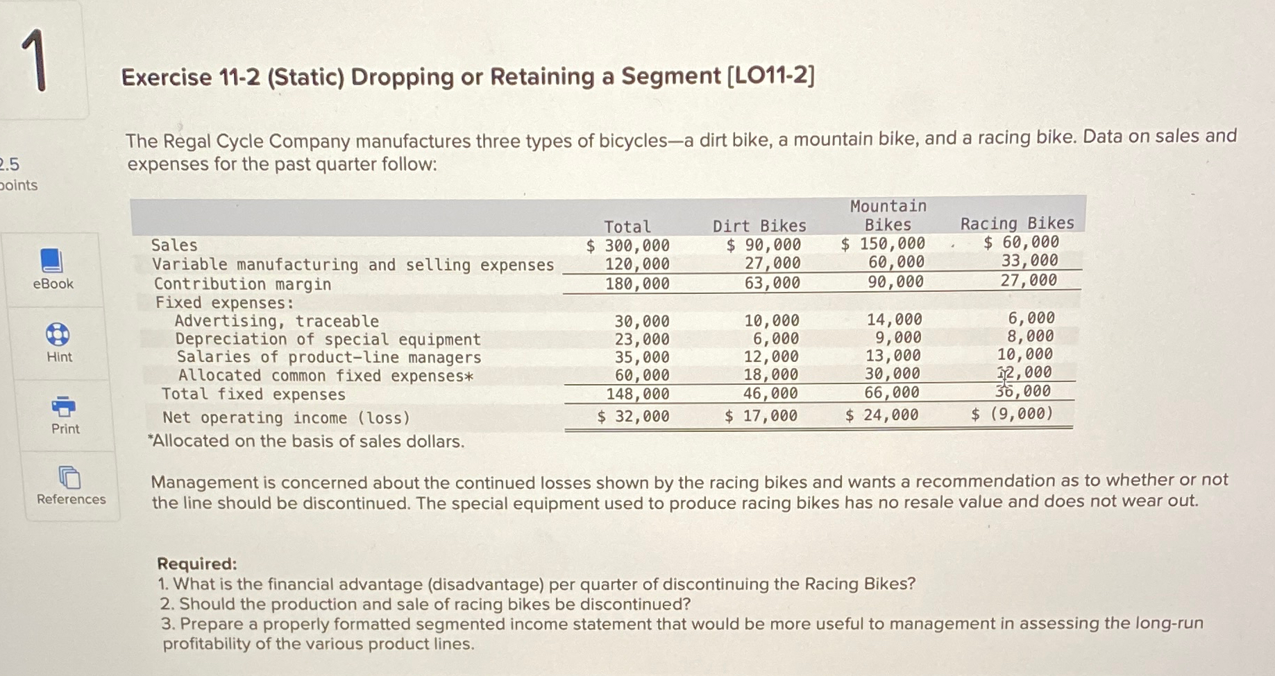 Solved Exercise 11-2 (Static) ﻿Dropping or Retaining a | Chegg.com