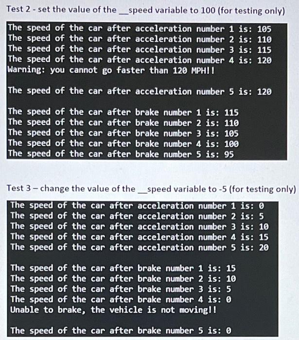 Solved 1. Write a class named Car that has the following | Chegg.com