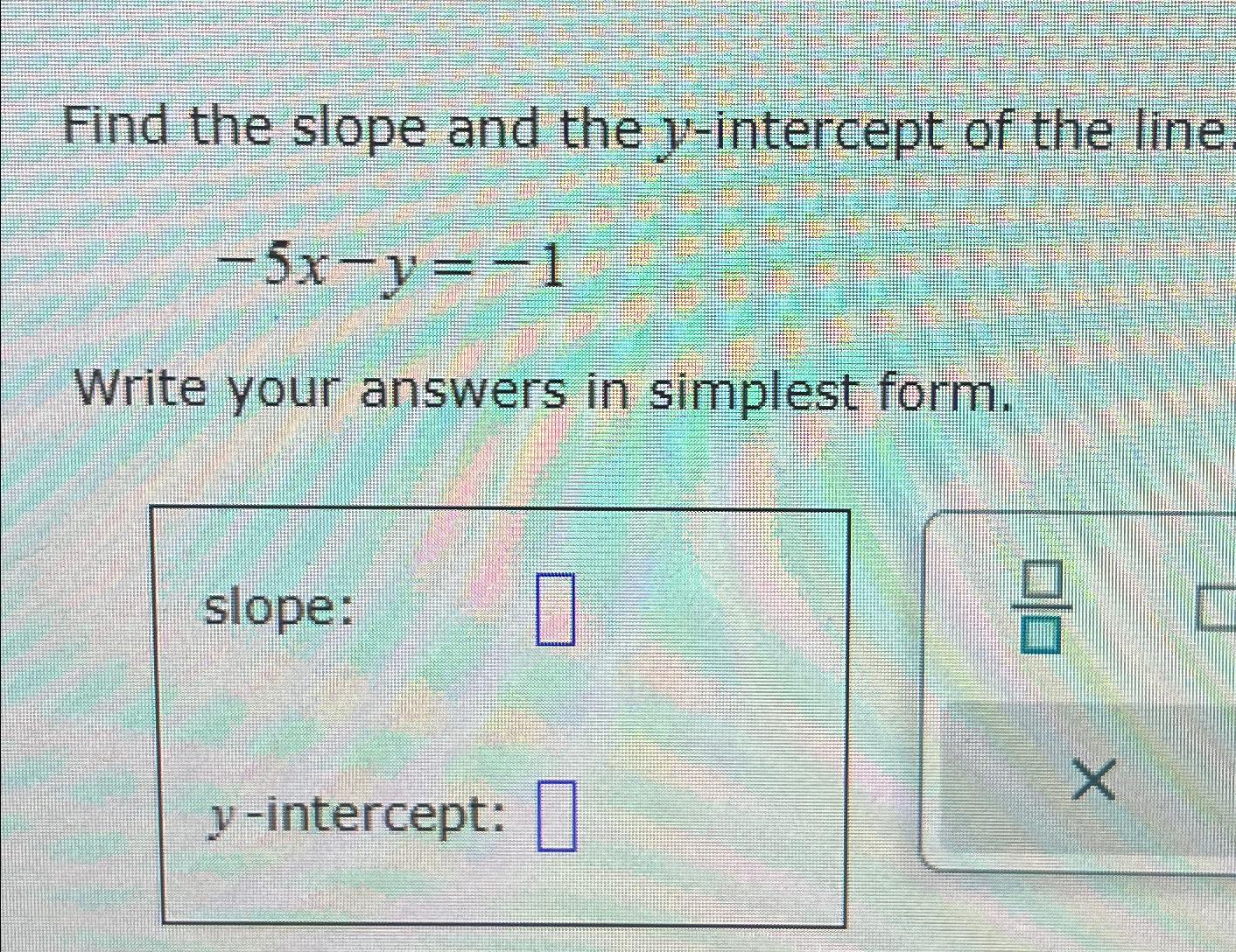 Solved Find the slope and the y-intercept of the | Chegg.com