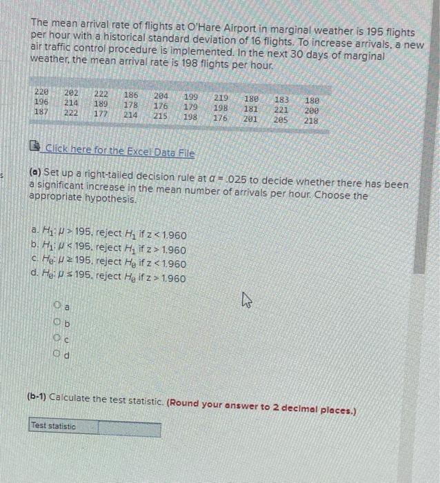 Solved The mean arrival rate of flights at O'Hare Airport in | Chegg.com