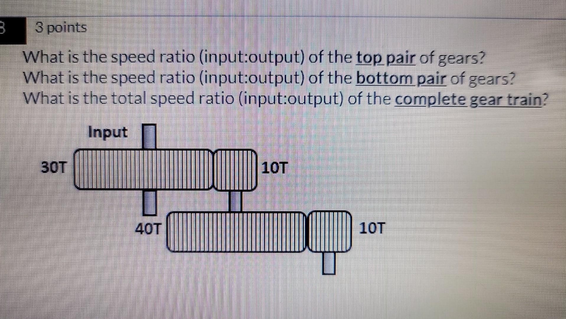 Solved What is the speed ratio (input:output) of the top | Chegg.com