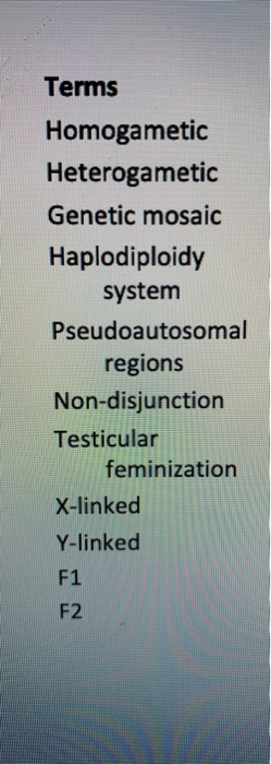 Solved Terms Homogametic Heterogametic Genetic mosaic | Chegg.com