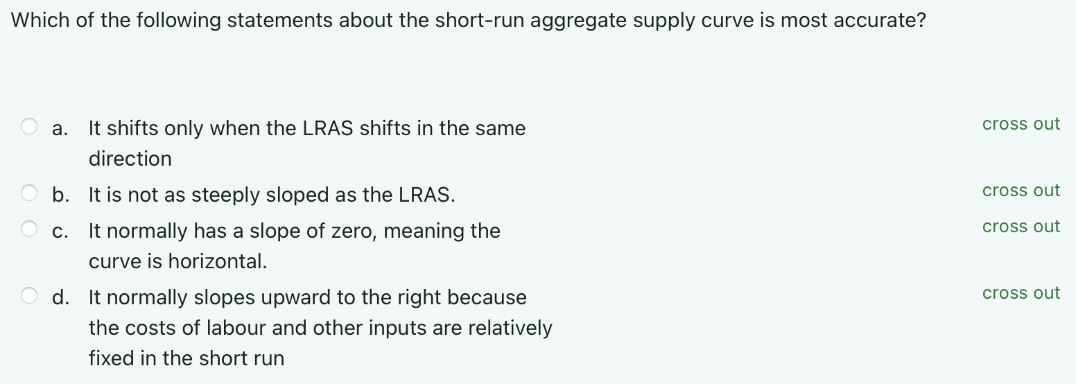 Solved Which of the following statements about the short-run | Chegg.com