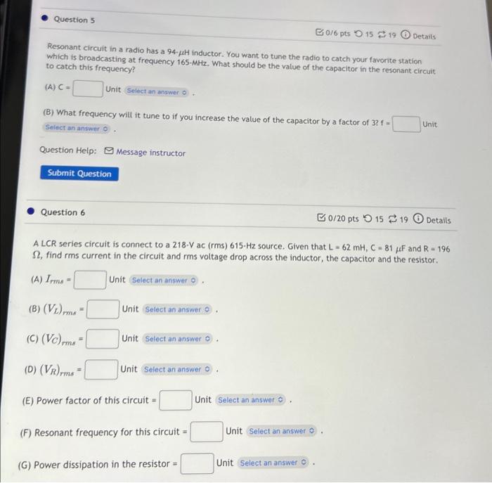 Solved Resonant circuit in a radio has a 94−μH inductor. You | Chegg.com