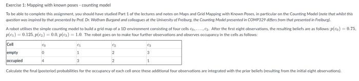 Solved Exercise 1: Mapping with known poses - counting model | Chegg.com