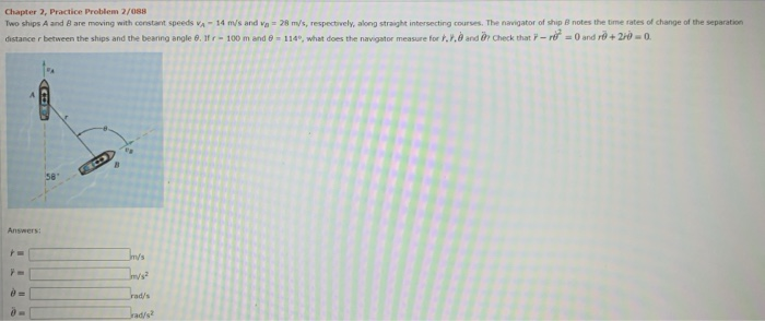 Solved Two ships A and B are moving with constant speeds vA | Chegg.com