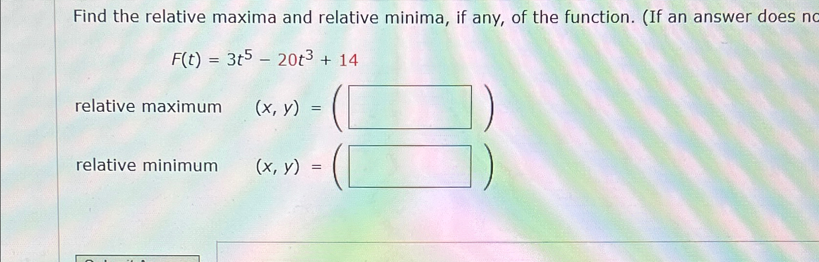 Solved Find the relative maxima and relative minima, if any, | Chegg.com
