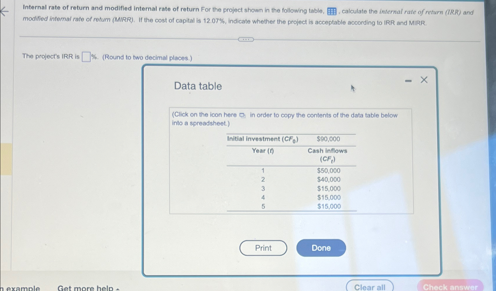 Solved Internal rate of return and modified internal rate of | Chegg.com