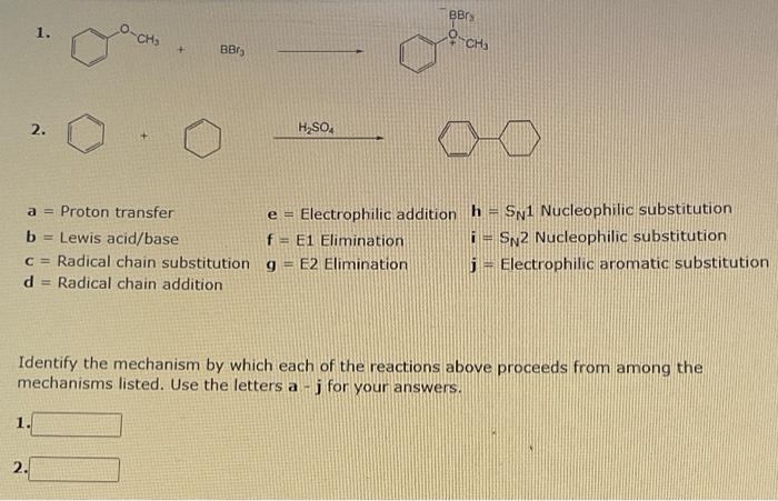 Solved 1. 2. a= Proton transfer b= Lewis acid/base c= | Chegg.com