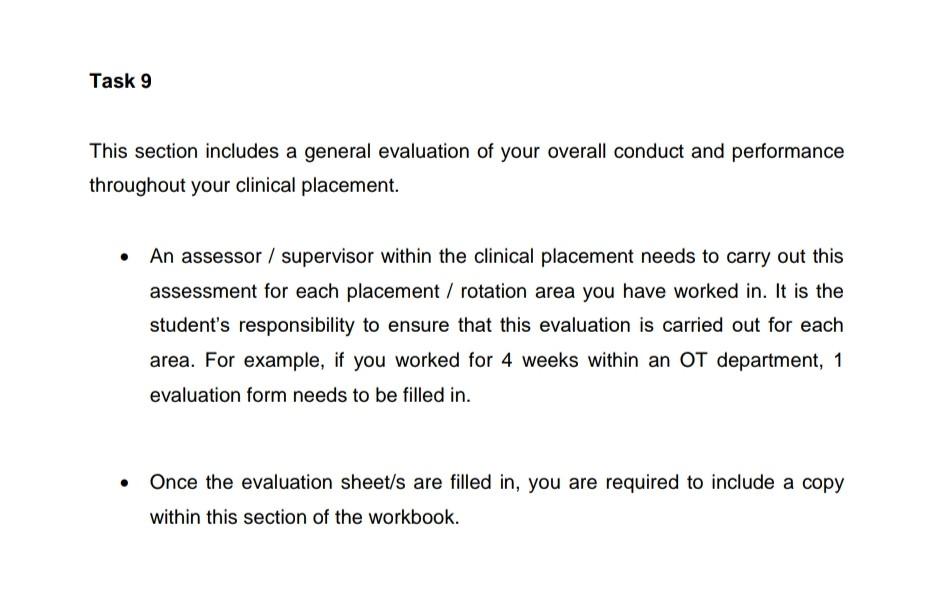 Solved This section includes a general evaluation of your | Chegg.com