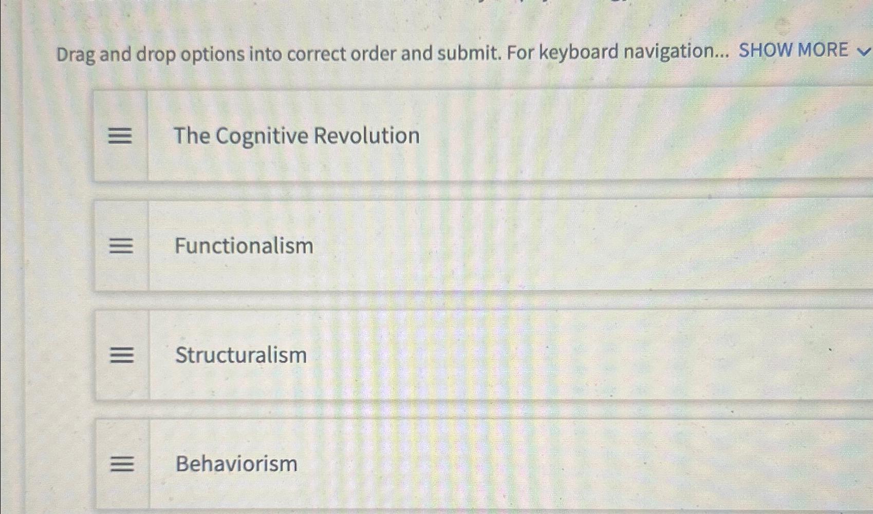 Solved Drag and drop options into correct order and submit. | Chegg.com