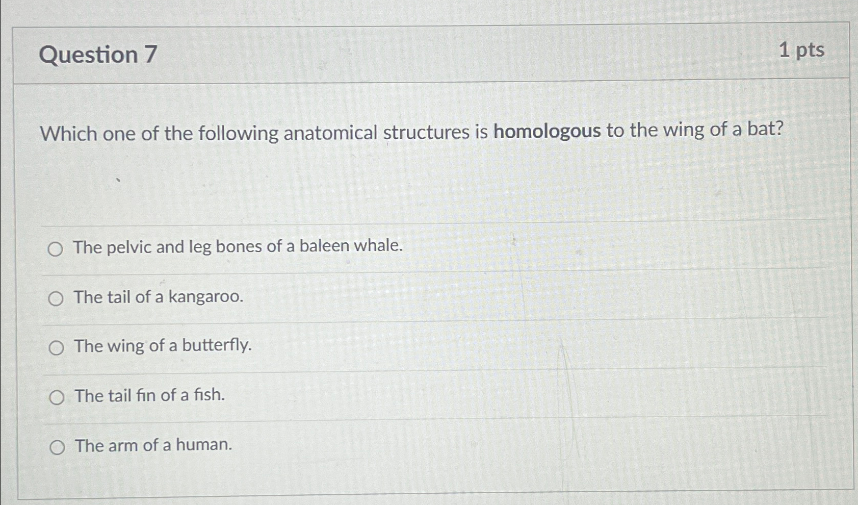 Solved Question 71ptsWhich one of the following anatomical | Chegg.com