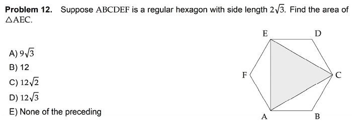 Solved Problem 12. ﻿Suppose ABCDEF is a regular hexagon with | Chegg.com