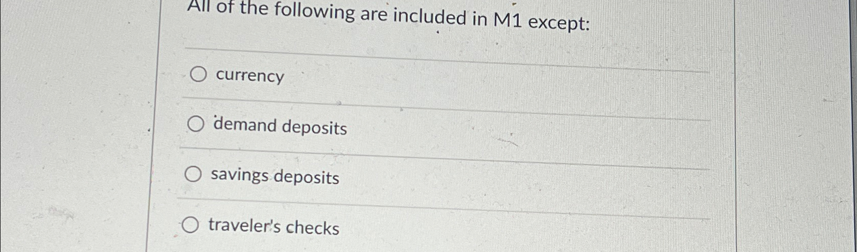 Solved All of the following are included in M1 | Chegg.com