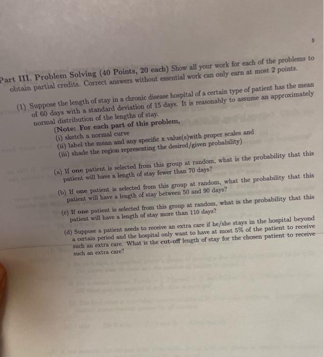 Solved art III. Problem Solving (40 Points, 20 each) Show | Chegg.com