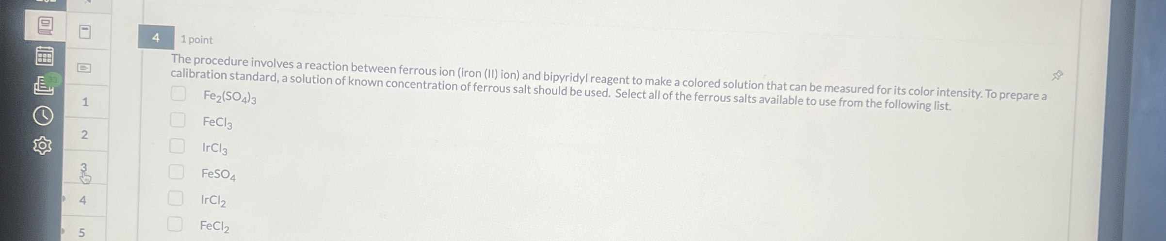 Solved 1 ﻿pointThe procedure involves a reaction between | Chegg.com
