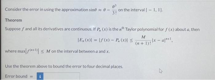 Solved Use The Lagrange Error Bound For Pn X To Find A