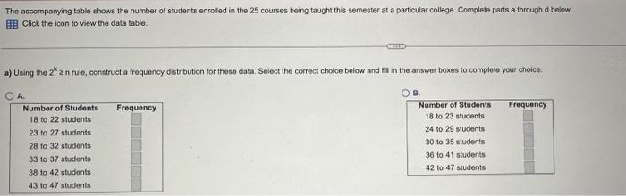 Solved d) Construct a histogram for these data. Choose the | Chegg.com