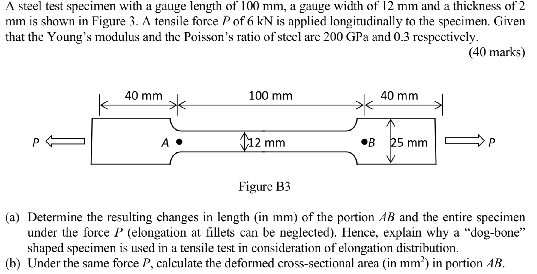 Solved A steel test specimen with a gauge length of 100 ﻿mm | Chegg.com