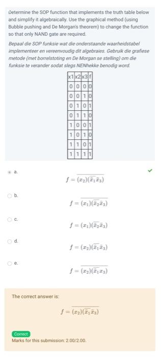 Solved Determine the SOP function that implements the truth | Chegg.com