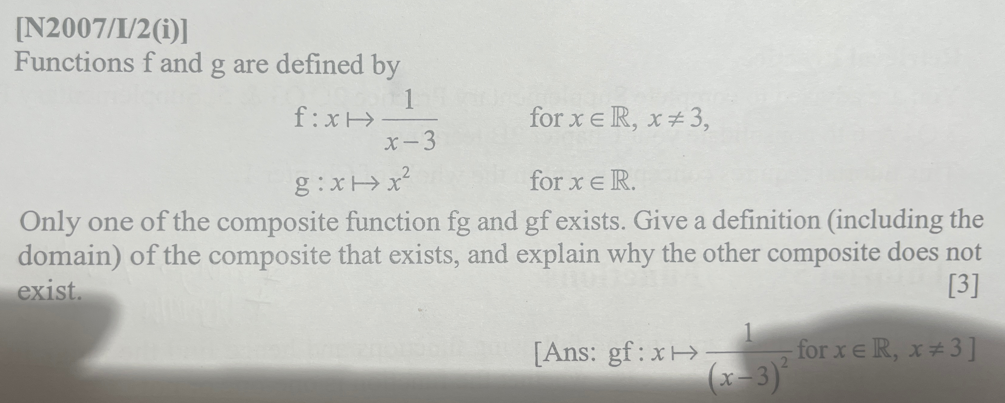 Solved [N2007/I/2(i)]Functions f ﻿and g ﻿are defined | Chegg.com