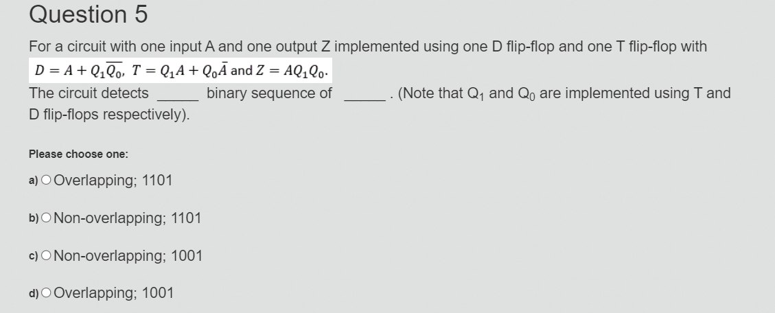 Solved Question 5For a circuit with one input A and one | Chegg.com