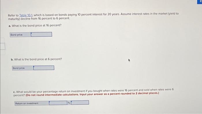 Solved Refer to Table 10-1, which is based on bonds paying | Chegg.com