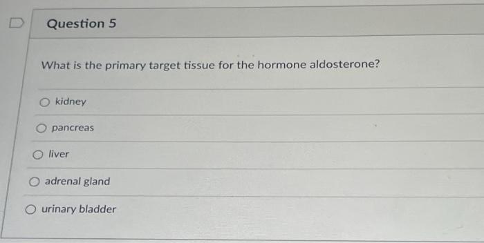 Solved What is the primary target tissue for the hormone | Chegg.com