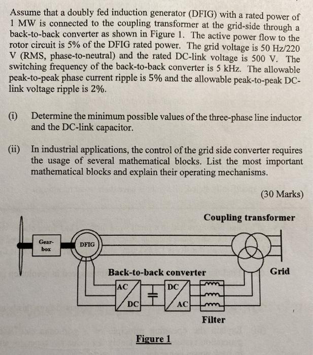 Assume that a doubly fed induction generator (DFIG) | Chegg.com